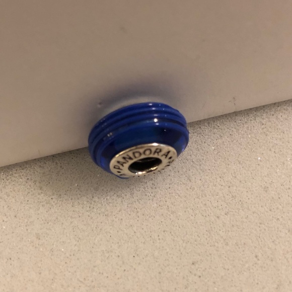 Pandora | Jewelry | Pandora Murano Glass Blue Ribbon Charm | Poshmark